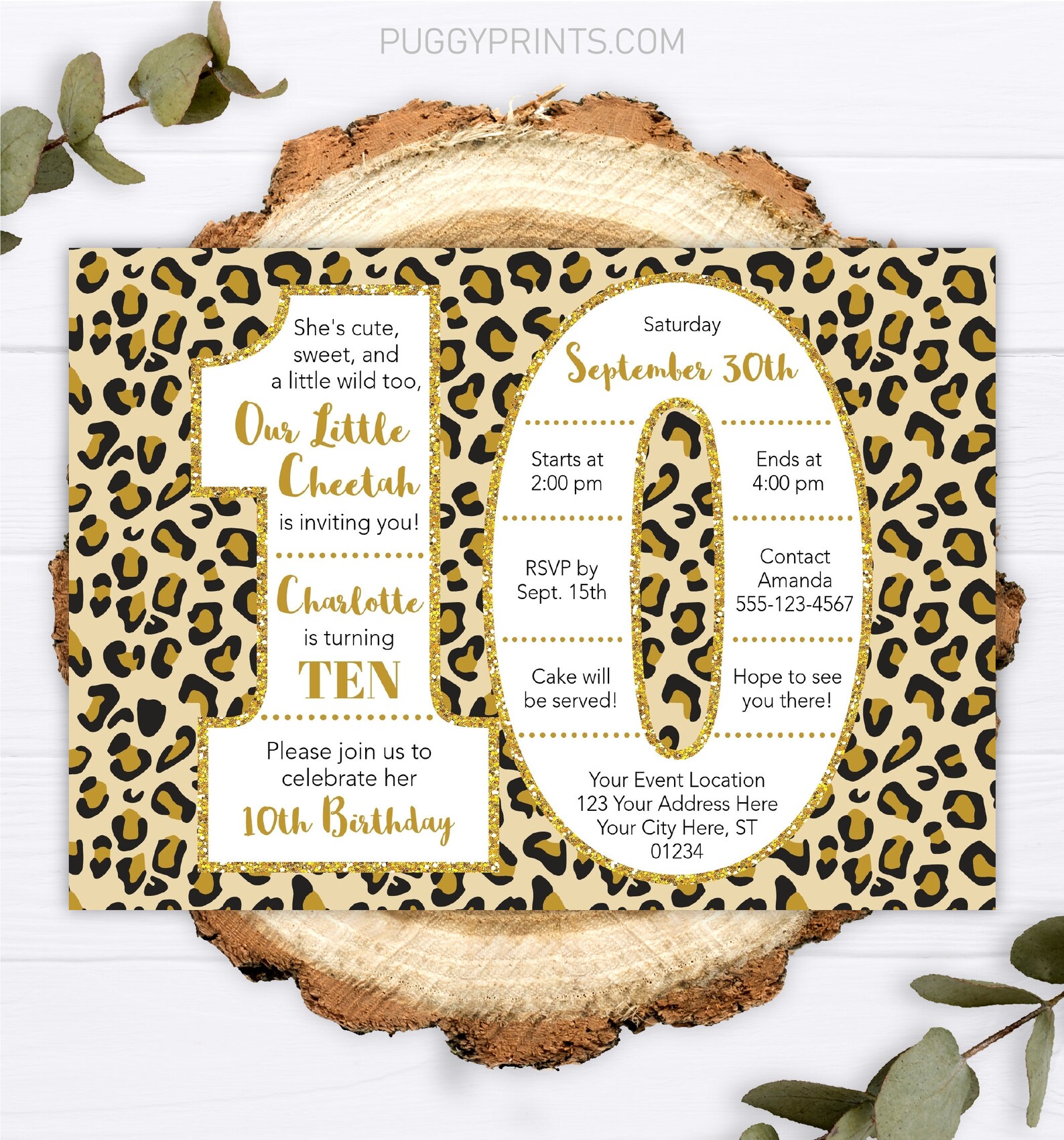 Cheetah 10th Birthday Invitation Cheetah Invitation Instant - Etsy