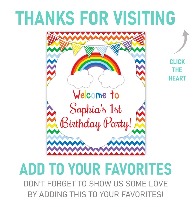 Rainbow Party Sign Editable Rainbow Welcome Sign Rainbow | Etsy