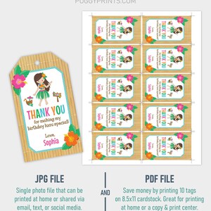 Luau Birthday Favor Tags Editable Luau Favor Tags Template - Etsy
