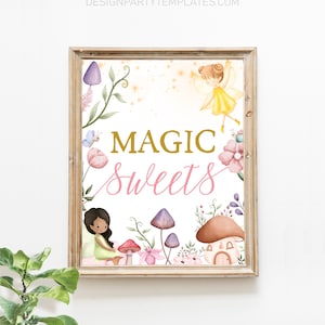 Fairy Magic Sweets Sign Printable Fairy Party Sign Watercolor Magical ...