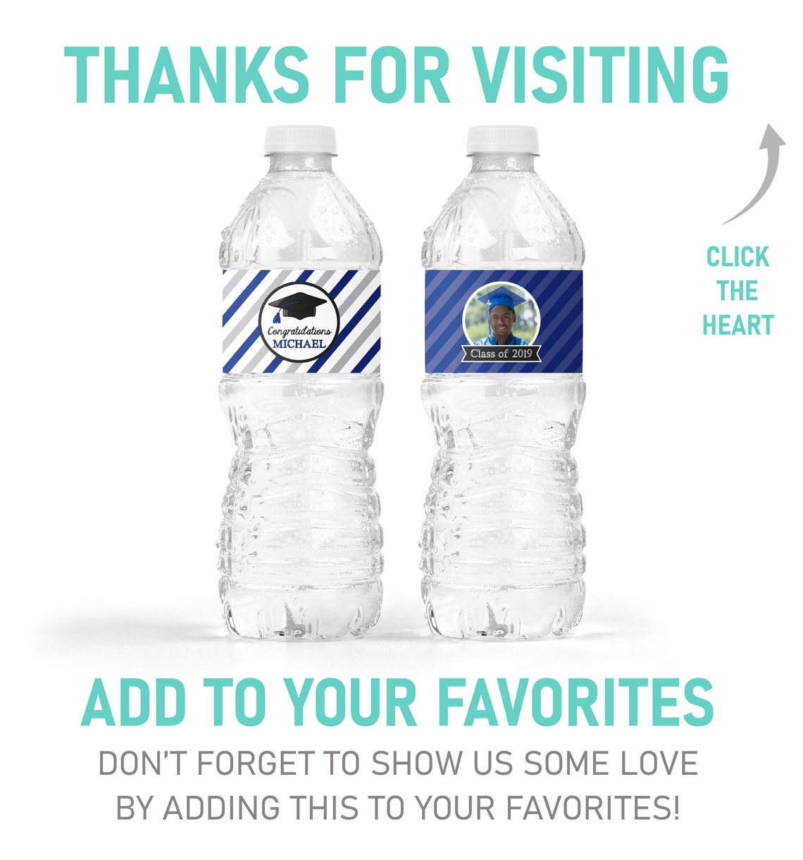 Graduation Party Water Bottle Labels Royal Blue and Silver - Etsy