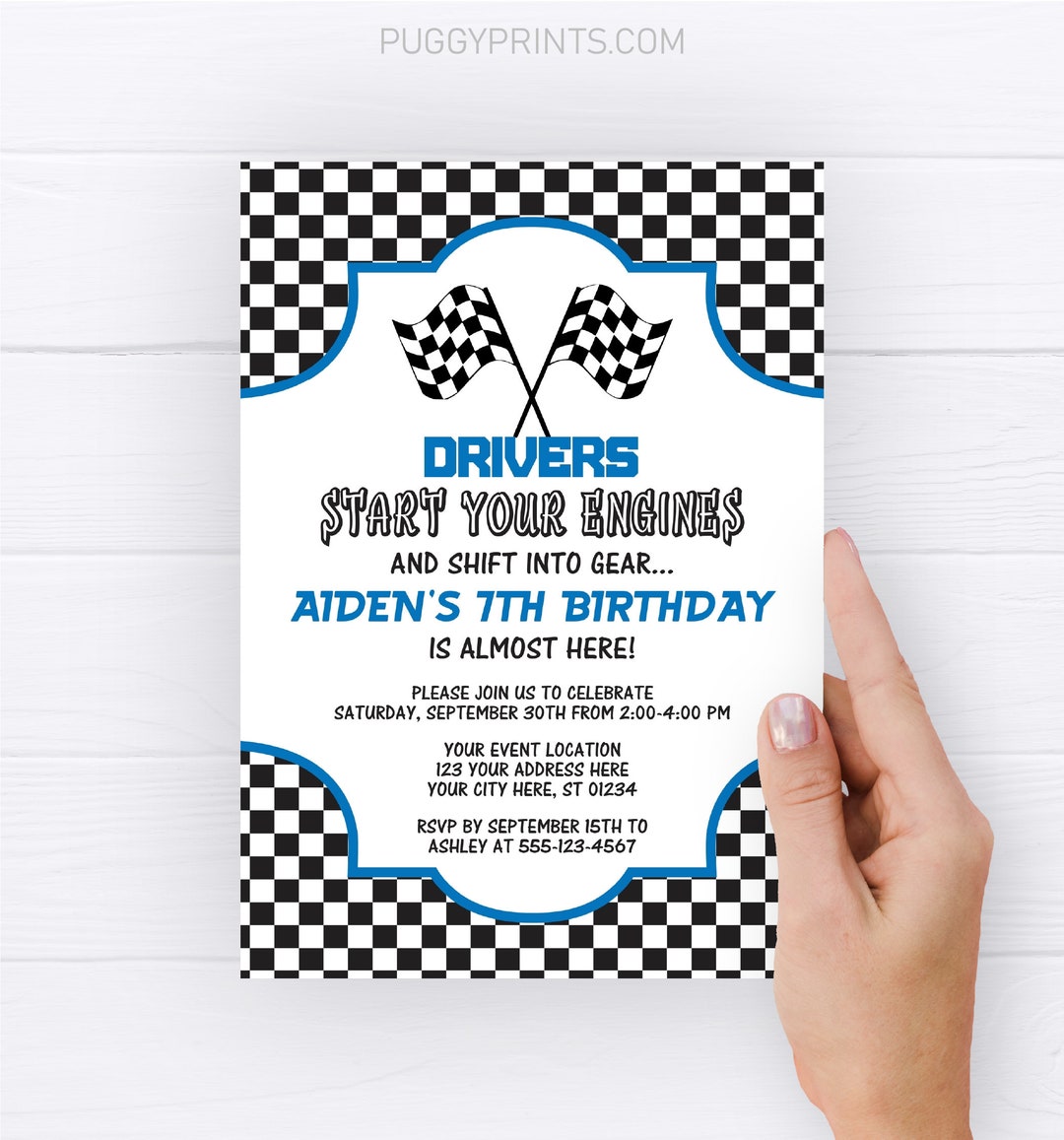 Race Car Birthday Invitation, Race Car Invitation, Racing Birthday ...