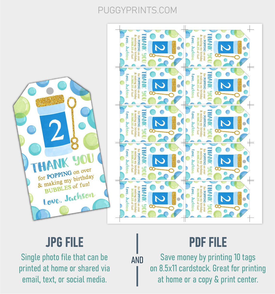 Bubble Birthday Favor Tags Editable Bubble Party Favor Tag - Etsy