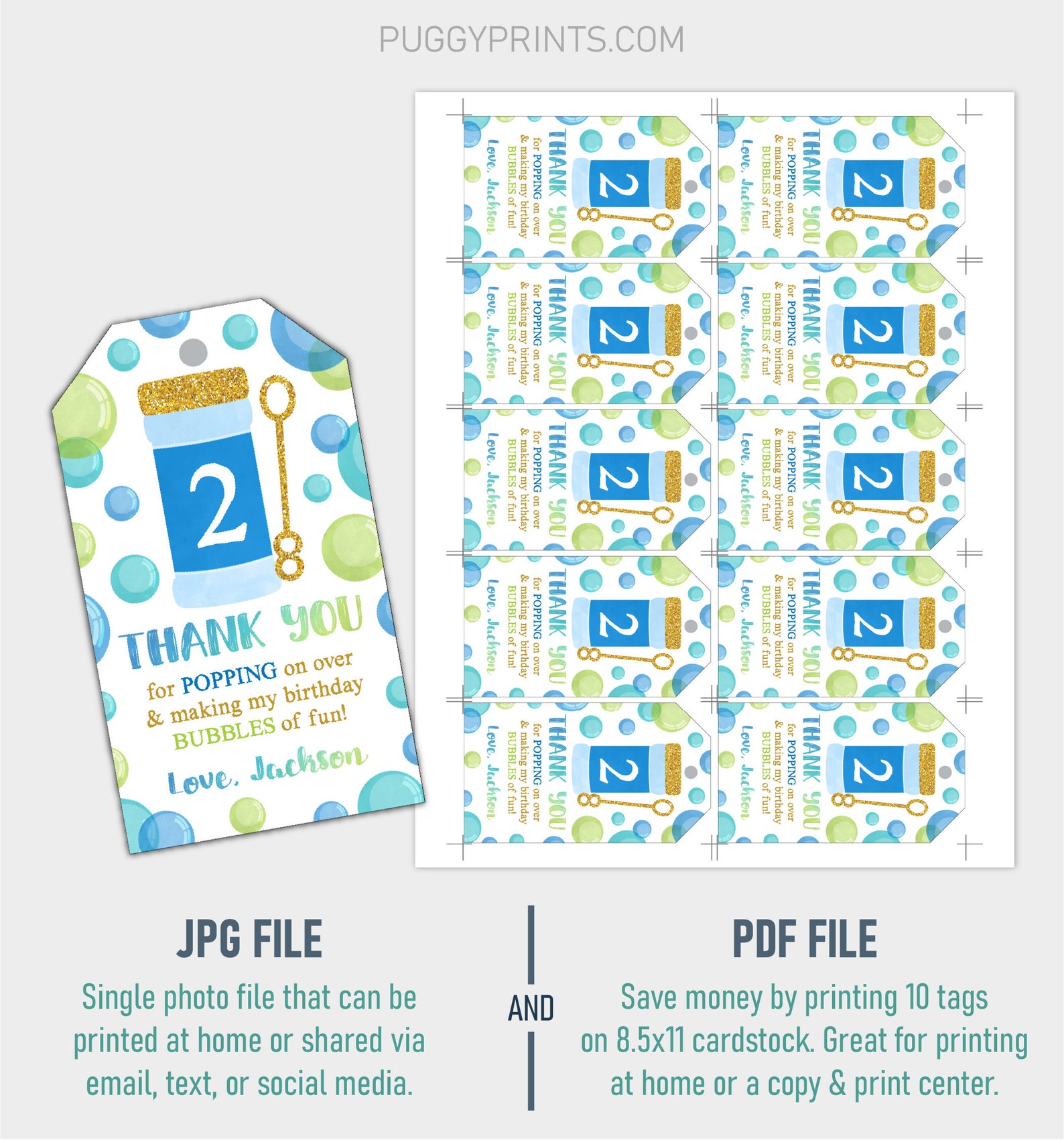 Bubble Birthday Favor Tags Editable Bubble Party Favor Tag - Etsy