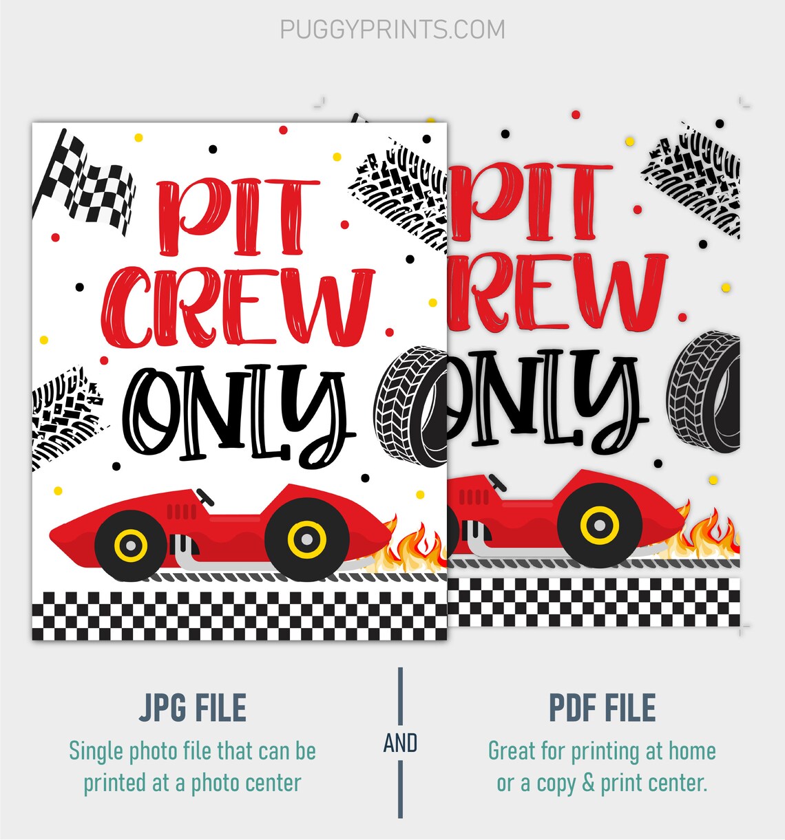 Race Car Pit Crew Only Sign Printable Racing Birthday Party - Etsy