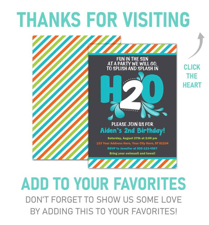 H2O Birthday Invitation Editable H20 Water Party Invitation | Etsy