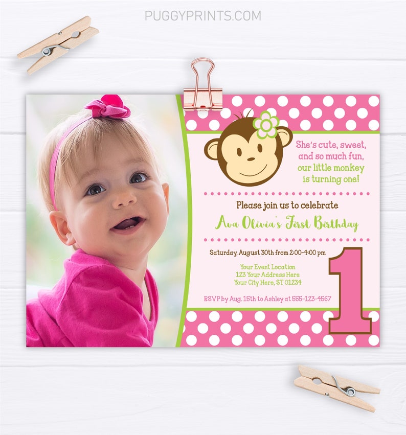 Mod Monkey Birthday Invitation Editable Monkey Birthday - Etsy