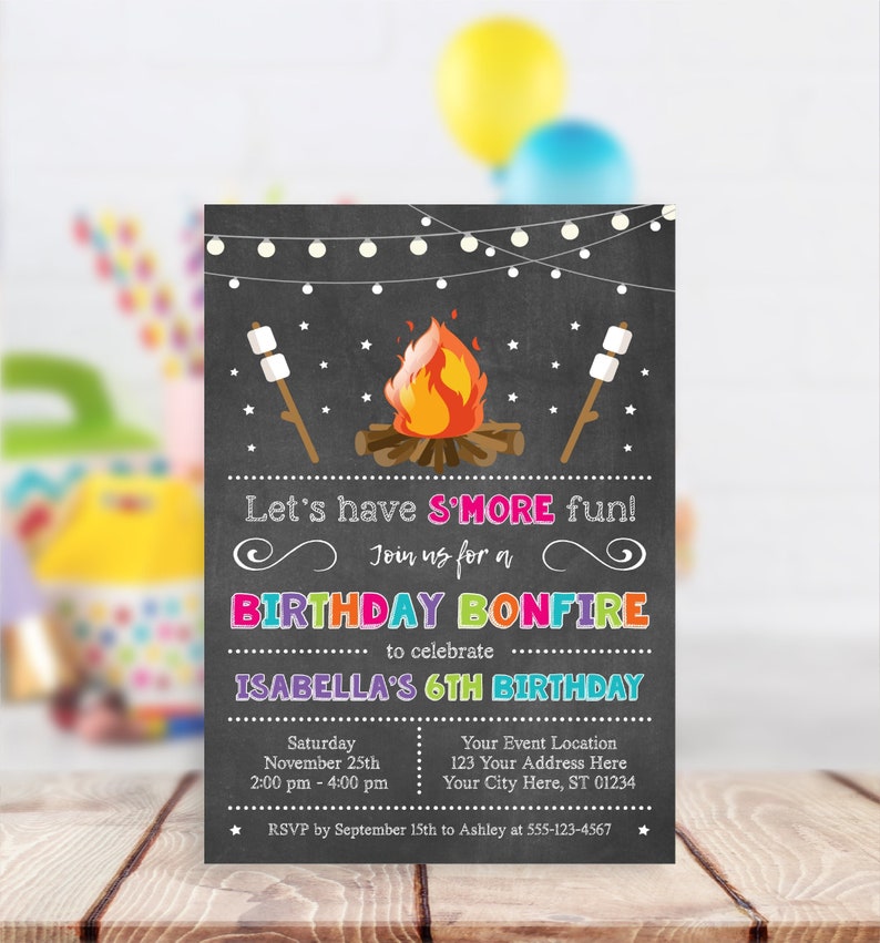Bonfire Birthday Invitation Editable Bonfire Invitation - Etsy