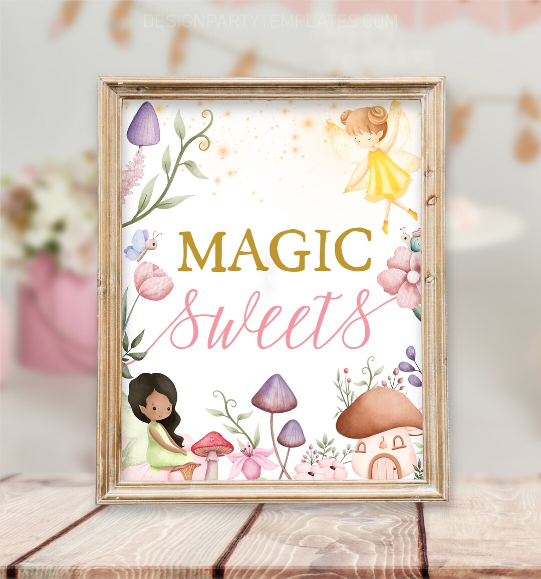 Fairy Magic Sweets Sign Printable Fairy Party Sign Watercolor Magical ...