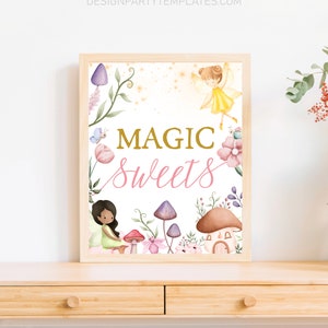 Fairy Magic Sweets Sign Printable Fairy Party Sign Watercolor Magical ...