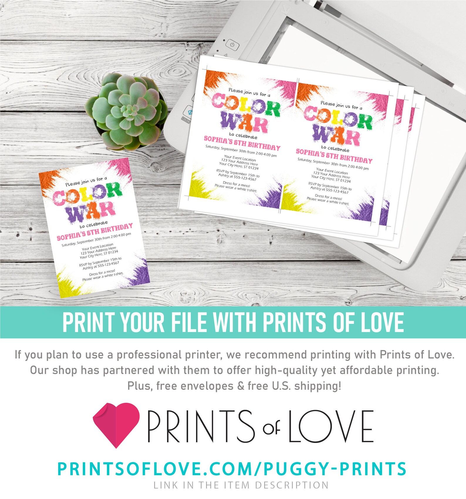 Color War Birthday Invitation Editable Template Online - Etsy