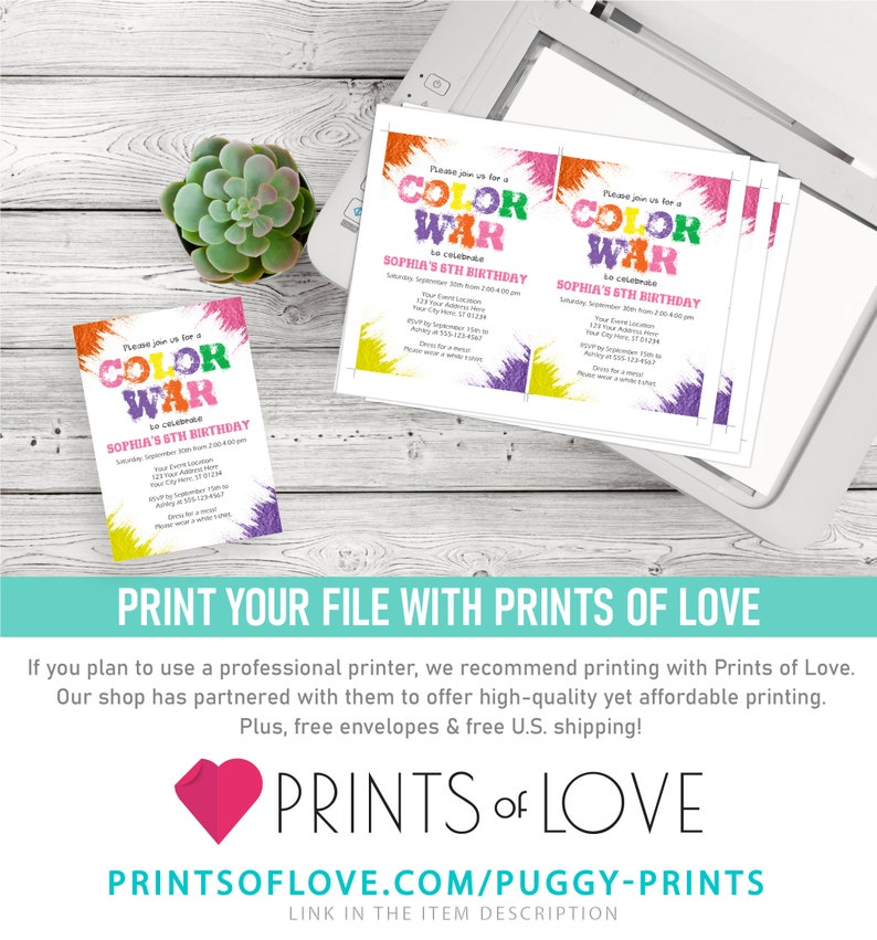 Color War Birthday Invitation Editable Template Online - Etsy