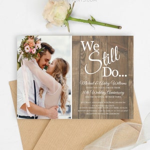 Rustic Vow Renewal Invitation, Rustic Wedding Anniversary Invitation ...