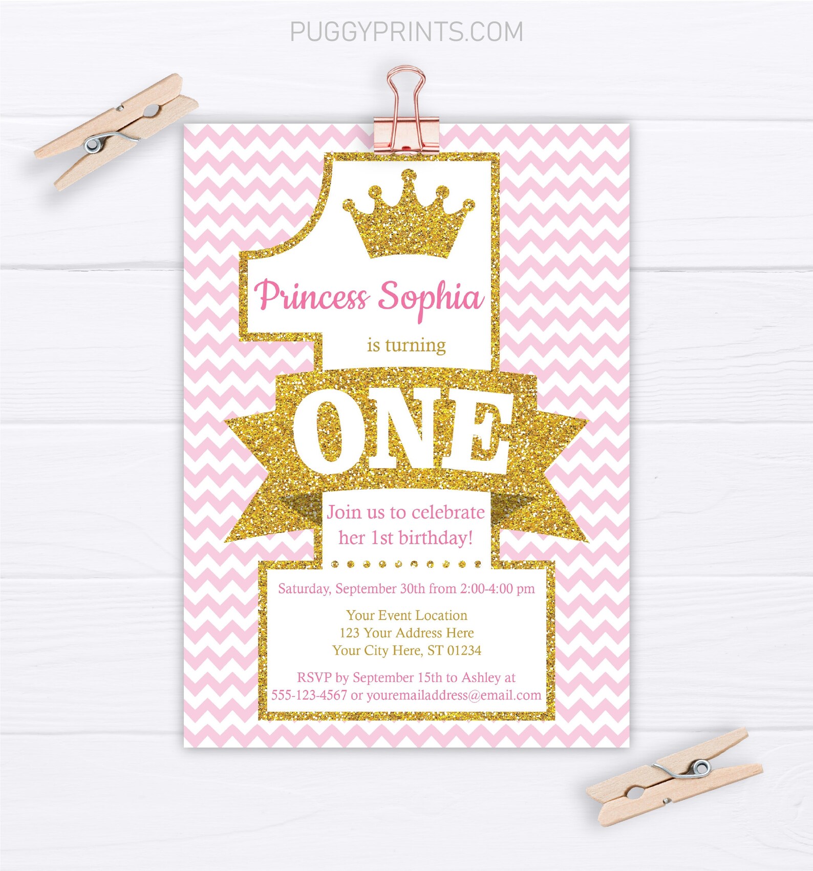 Princess First Birthday Invitation Editable Princess First - Etsy