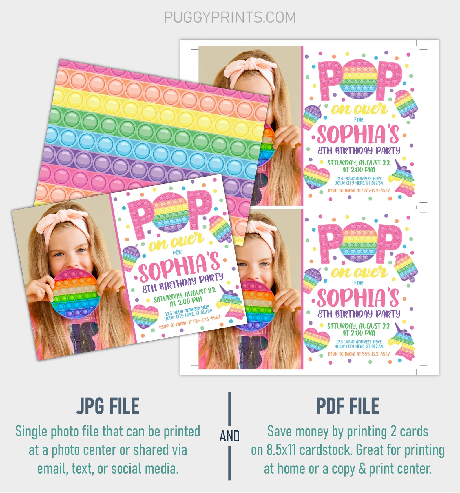 Pop It Birthday Invitation Editable Pop It Invitation - Etsy