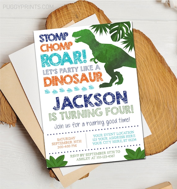 Dinosaur Birthday Invitation, Editable Dinosaur Invitation Template ...