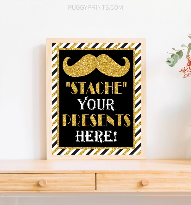 Stache Your Presents Here Sign Printable Mustache Birthday - Etsy