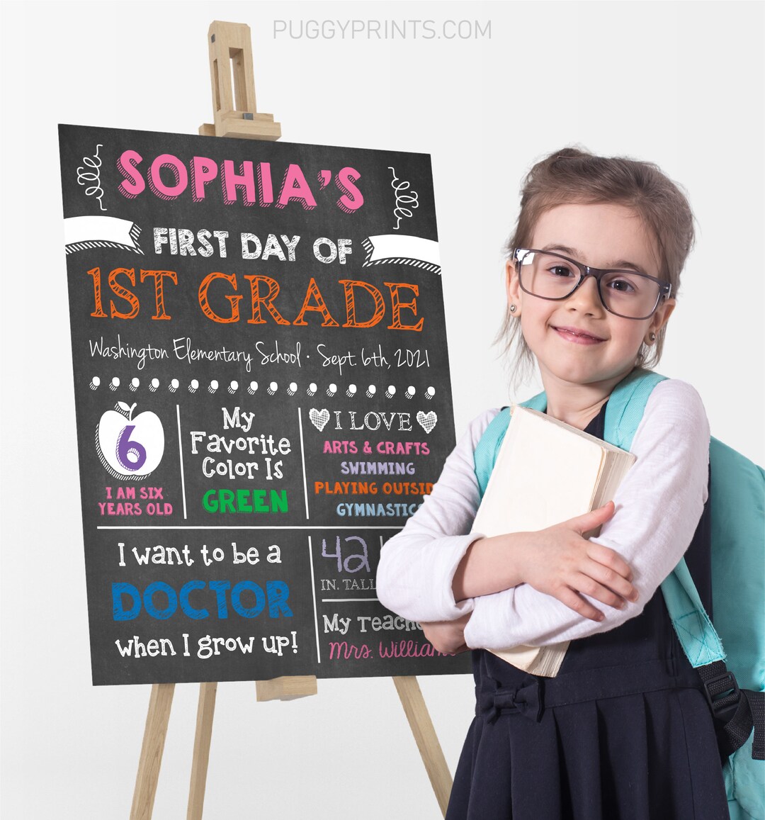 First Day of School Chalkboard Poster, Editable 1st Day of School ...