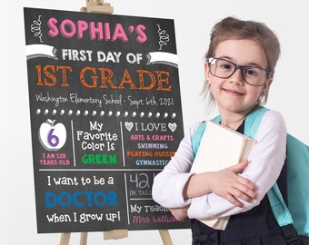 Editable First Day of School Sign Reusable Back to School - Etsy