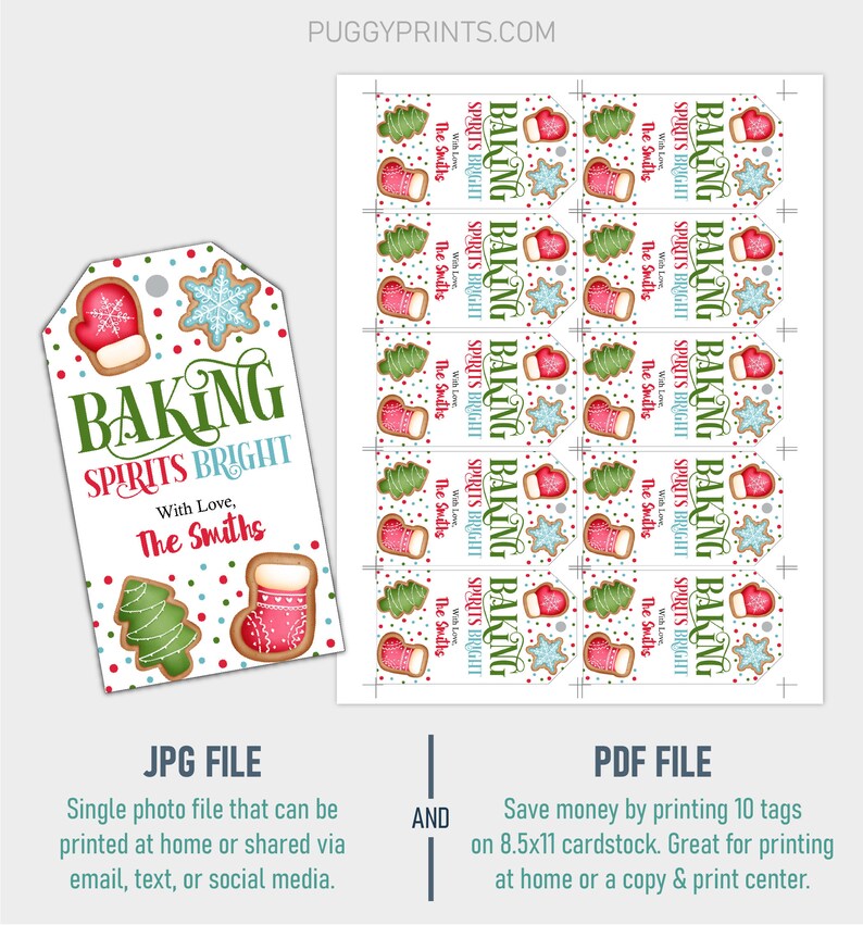 Baking Spirits Bright Favor Tags Editable Christmas Gift Tag - Etsy