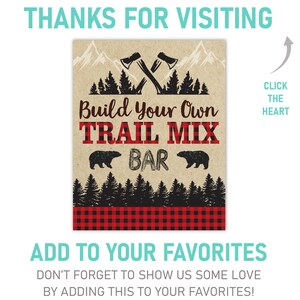 Lumberjack Trail Mix Bar Party Sign Printable Instant - Etsy