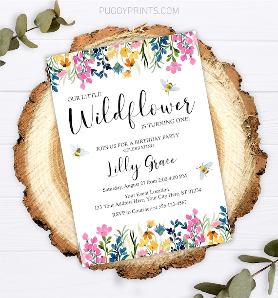 Wildflower Birthday Invitation, Editable Wildflower Invitation Template ...