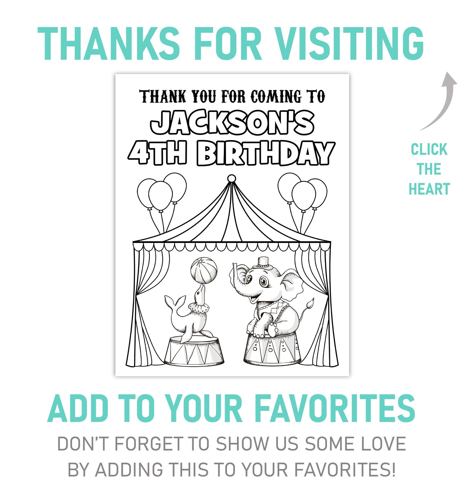 Circus Birthday Coloring Page Editable Circus Coloring Page - Etsy