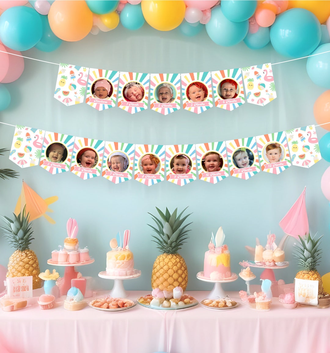 Summer First Birthday Photo Banner: Fun in the Sun Theme (digital ...
