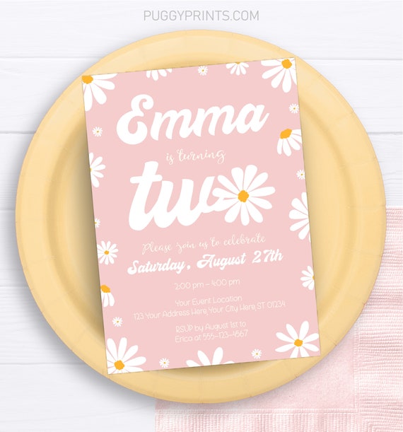 Retro Daisy Invitation Editable Daisy Invitation Template | Etsy