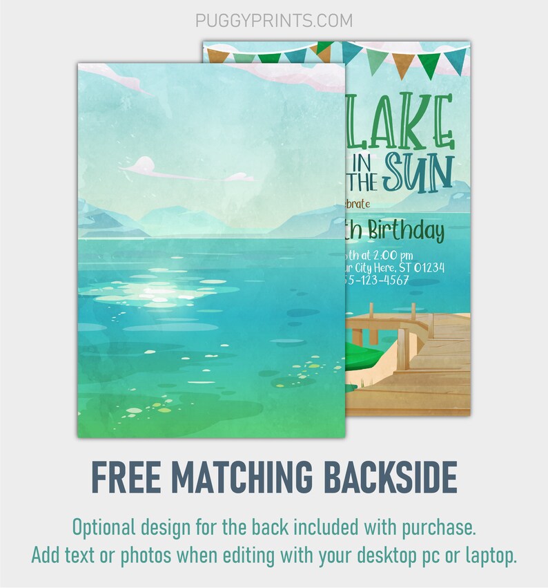 Lake Birthday Invitation Editable Lake Invitation Template - Etsy