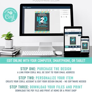 H2O Birthday Invitation Editable H20 Water Party Invitation - Etsy