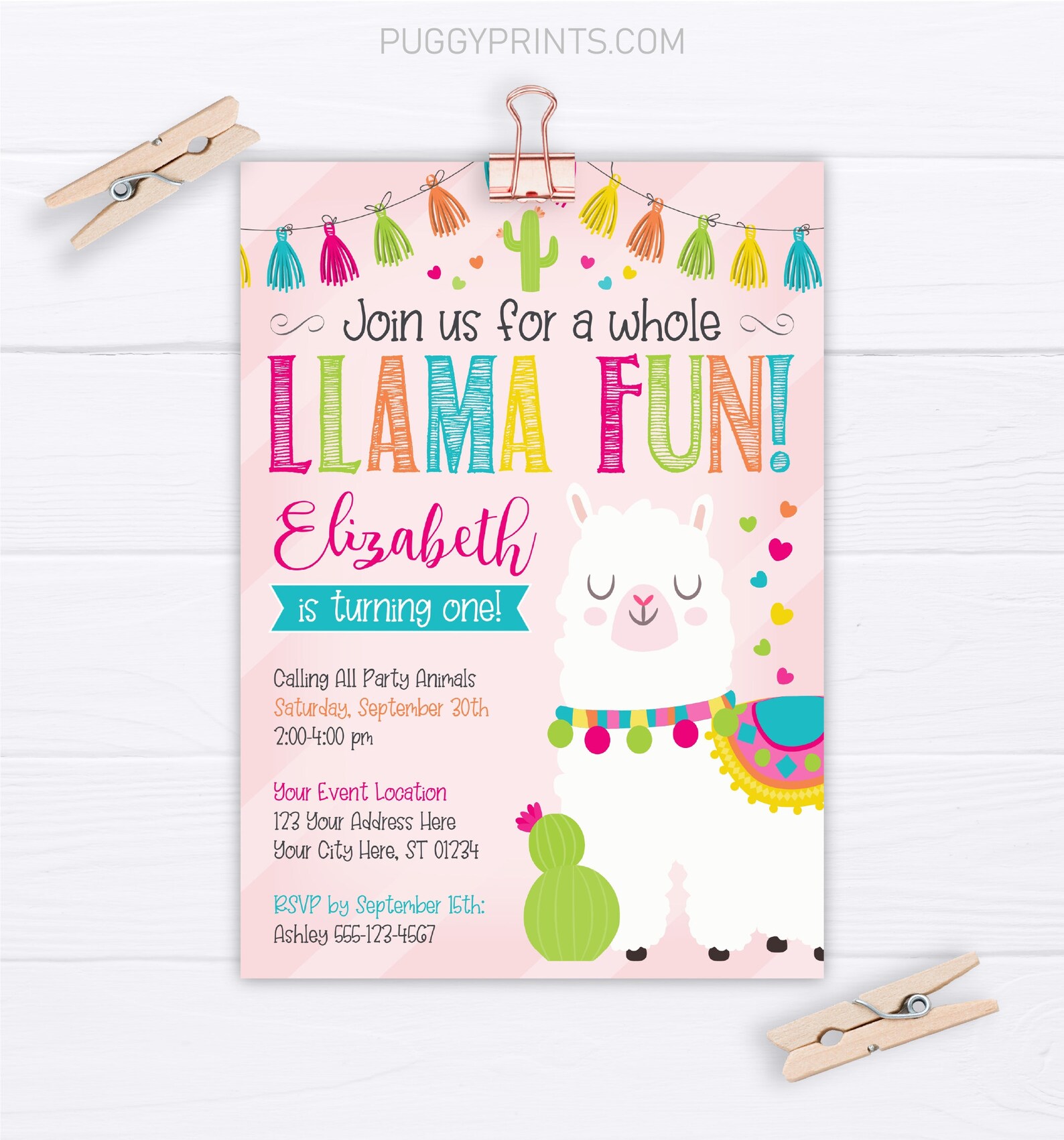 Llama Birthday Invitation Editable Llama Invitation Template | Etsy