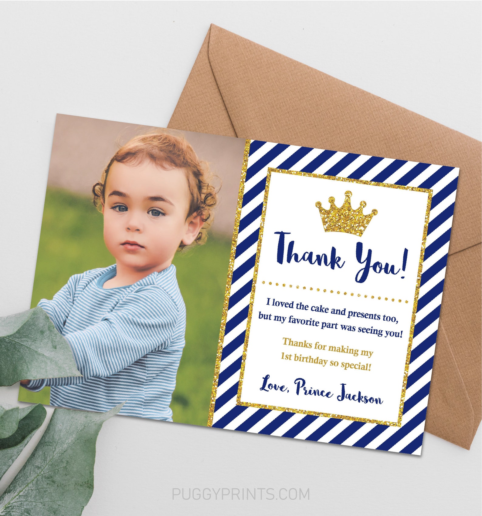Prince Birthday Thank You Card With Photo Editable Prince - Etsy