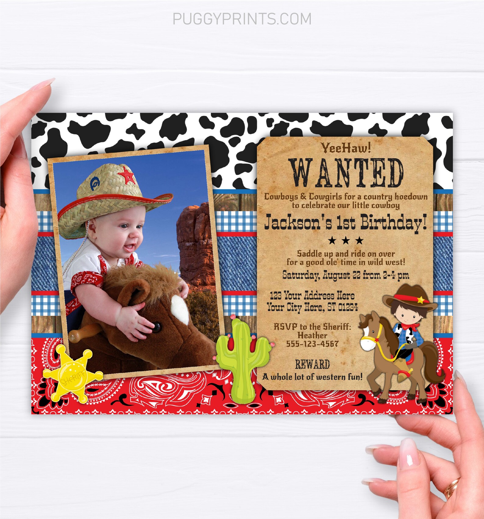 Cowboy Birthday Invitation Editable Cowboy Invitation - Etsy