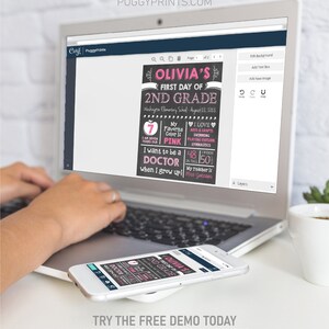 First Day of School Chalkboard Poster, Editable Back to School Poster ...