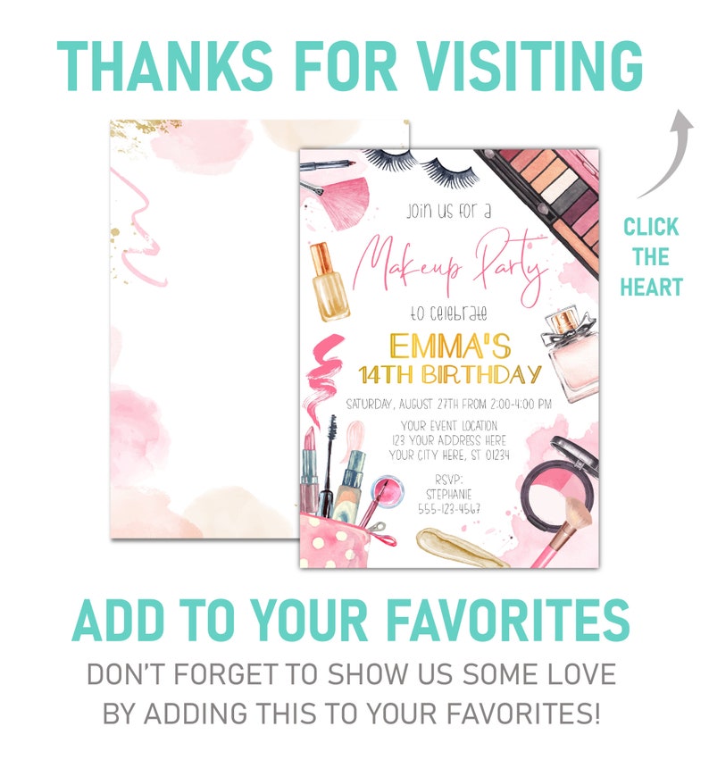 Makeup Birthday Party Invitation Editable Spa Party | Etsy