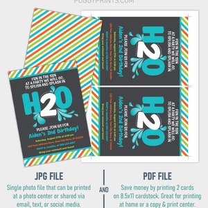 H2O Birthday Invitation Editable H20 Water Party Invitation - Etsy