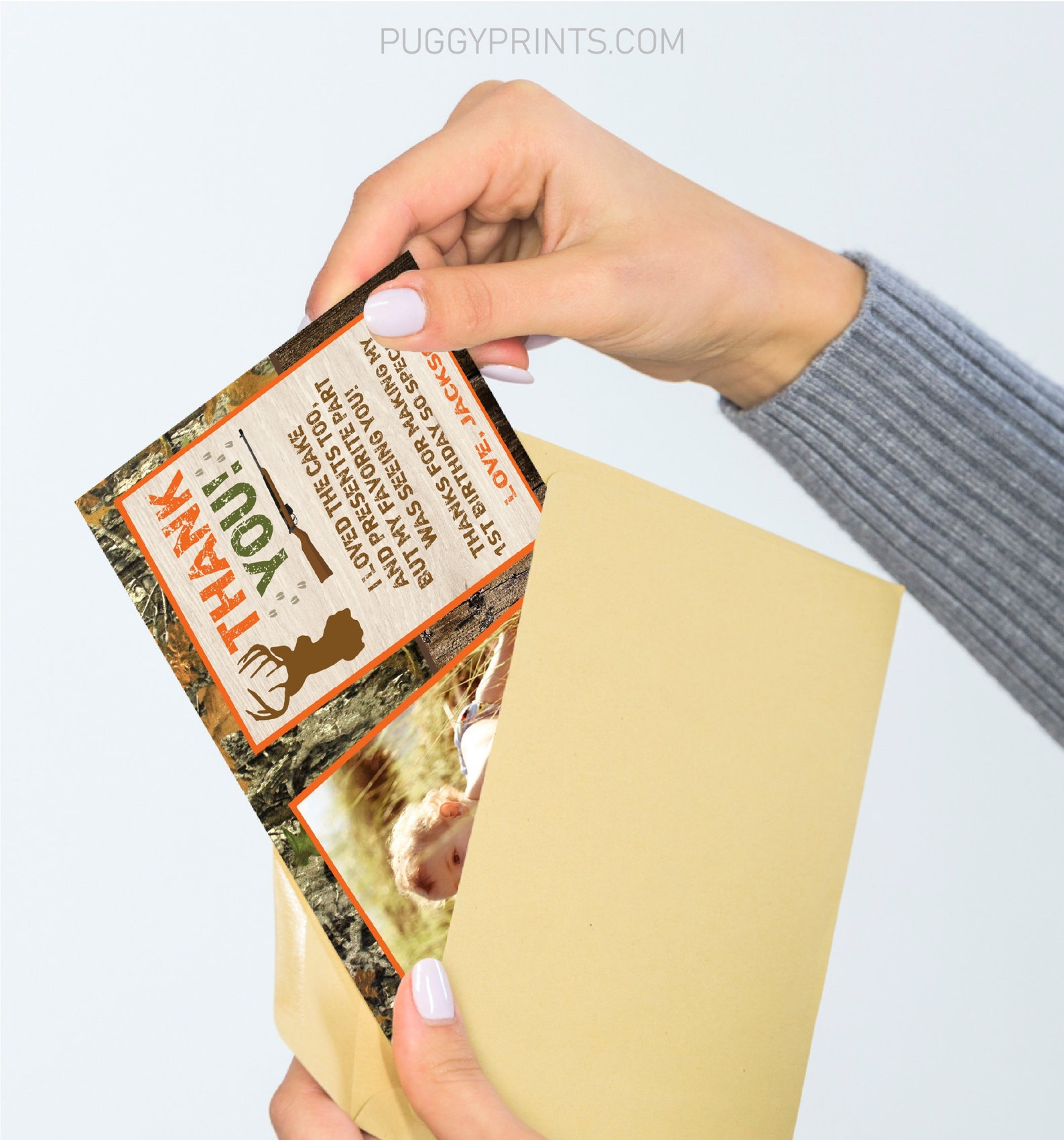 Deer Hunting Birthday Thank You Card with Photo Deer Hunting | Etsy