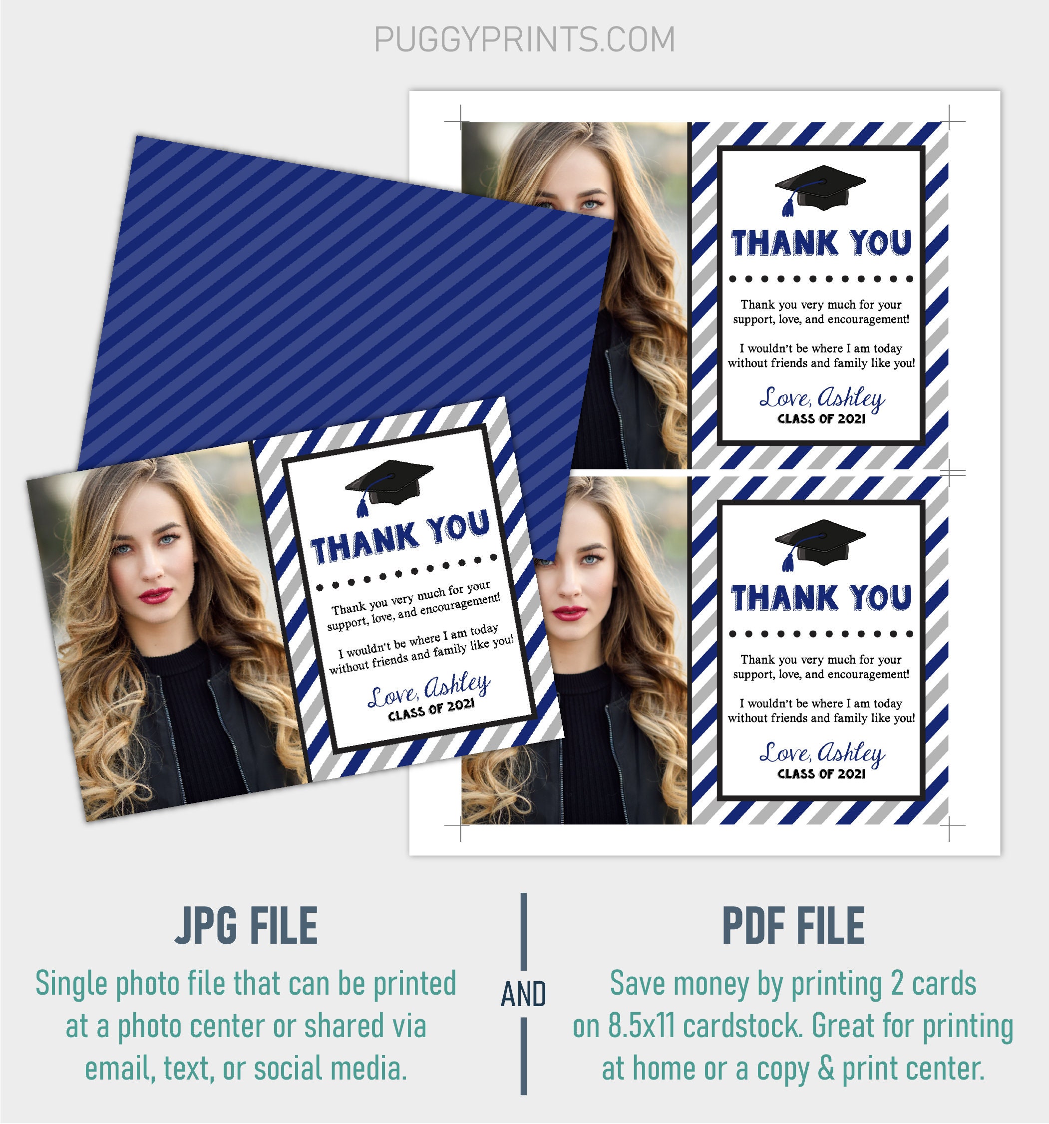 Graduation Thank You Cards Editable Graduation Party Thank | Etsy