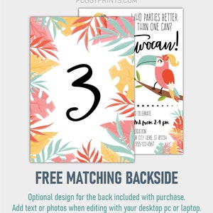 Toucan Birthday Invitation, Editable Twocan Invitation Template ...