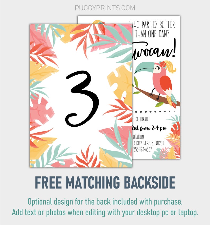 Toucan Birthday Invitation Editable Twocan Invitation - Etsy