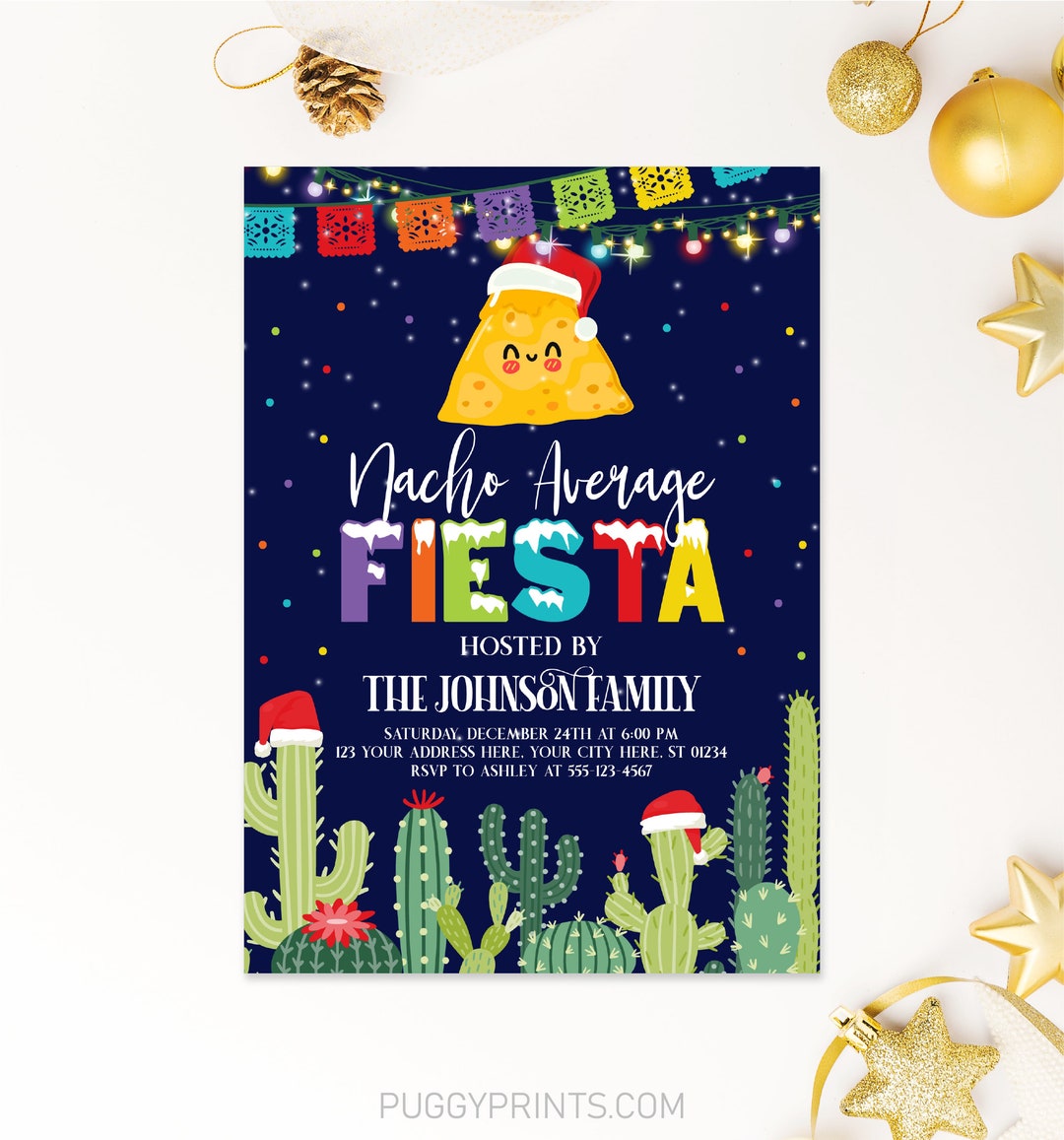 Customizable and Festive Christmas Nacho Holiday Party Invitation ...