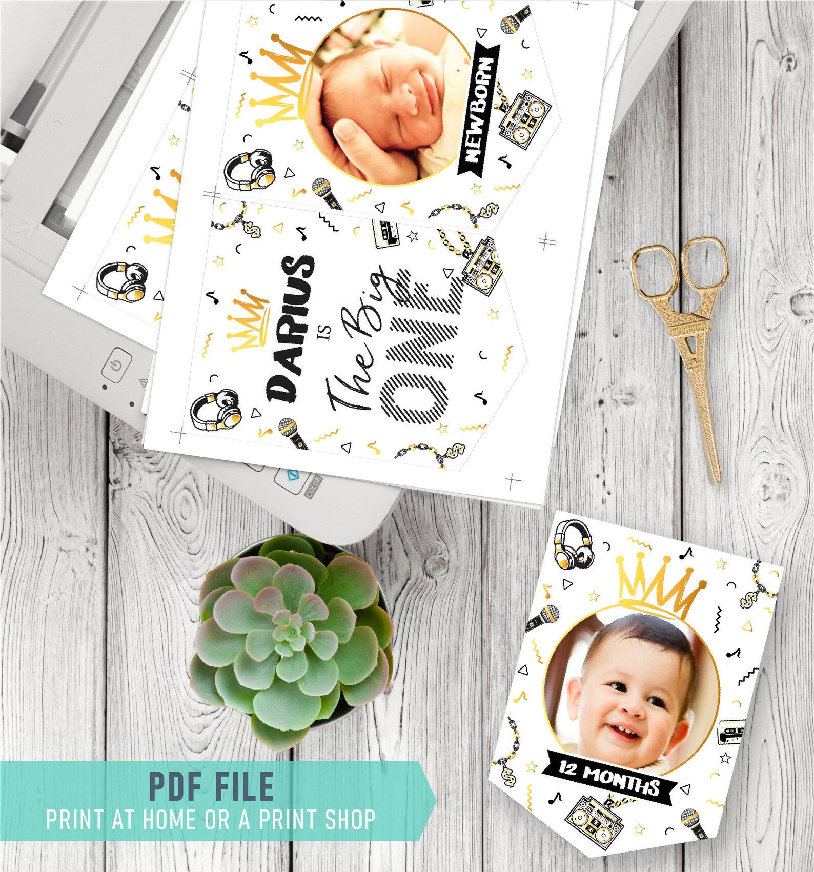 Notorious One Monthly Photo Banner Editable the Big One Hip - Etsy