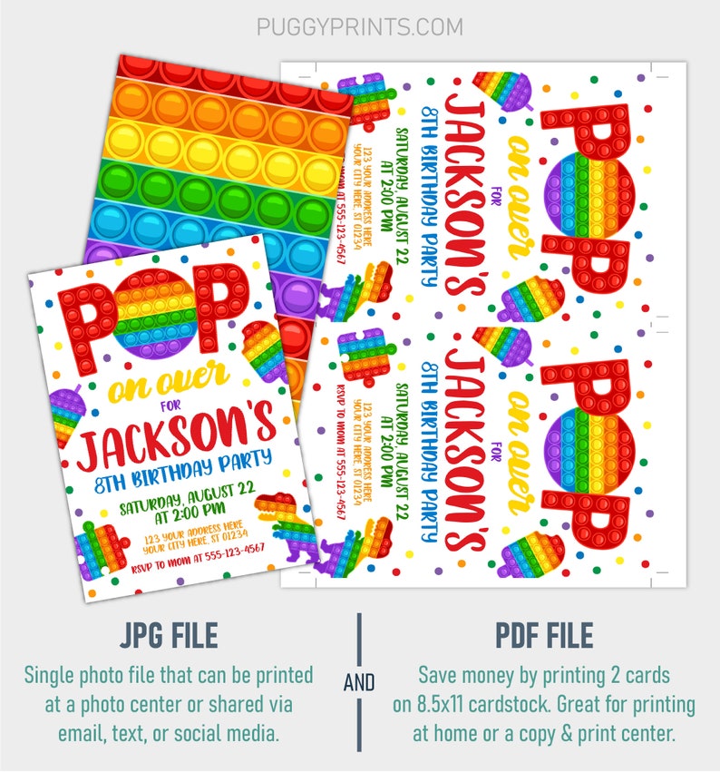 Pop It Birthday Invitation Editable Pop It Invitation - Etsy