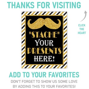 Stache Your Presents Here Sign Printable Mustache Birthday - Etsy