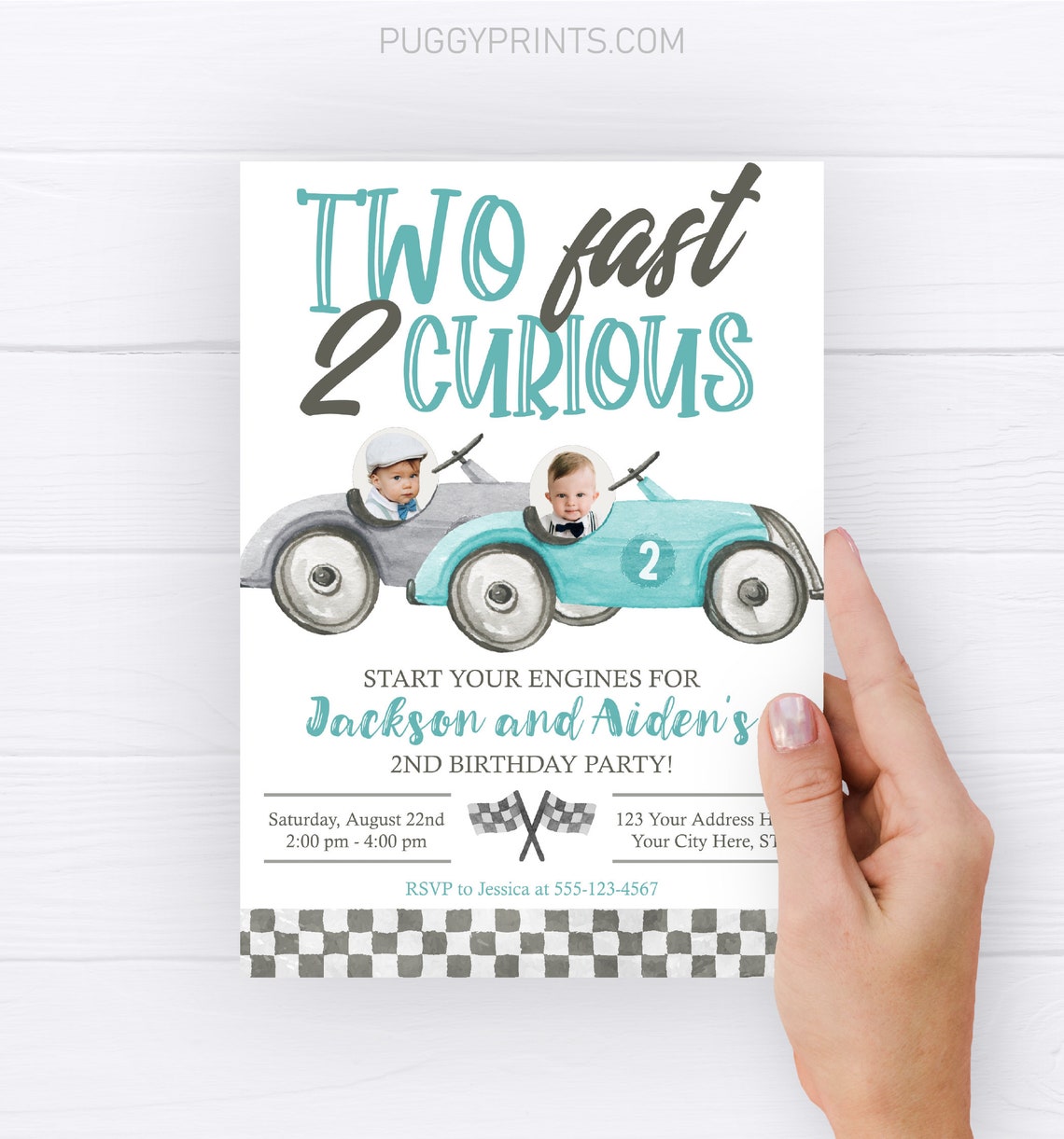 Two Fast Birthday Invitation Editable 2 Curious Invitation - Etsy