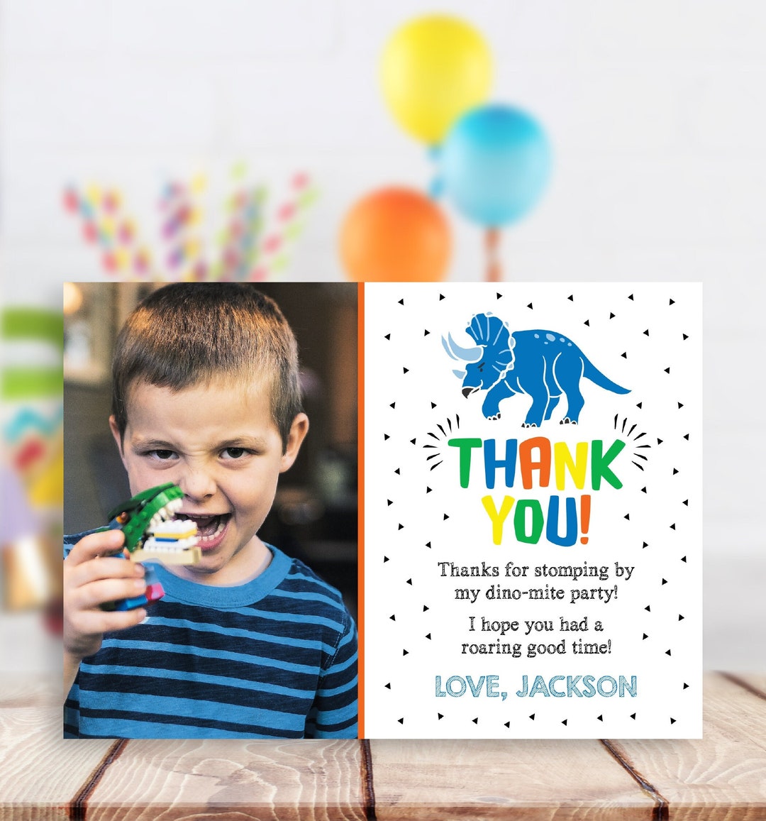 Editable Dinosaur Birthday Thank You Card Template Printable - Etsy