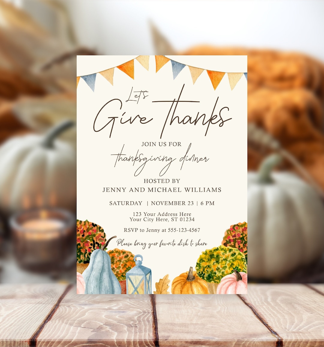 Editable Thanksgiving Dinner Invitation Template Printable - Etsy