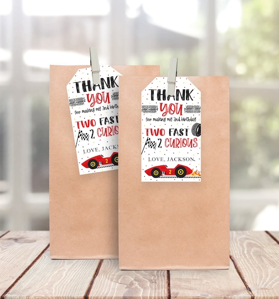 Two Fast Favor Tags, Editable 2 Curious Favor Tags Template, Printable ...