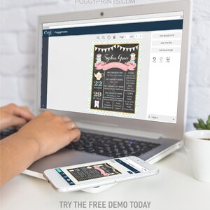 Alice in Wonderland Birthday Chalkboard Poster, Editable First Birthday ...